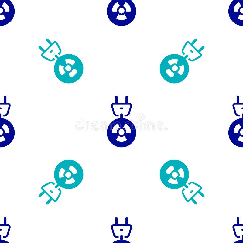 Blue Radiation Electrical Plug Icon Isolated on Blue Background ...