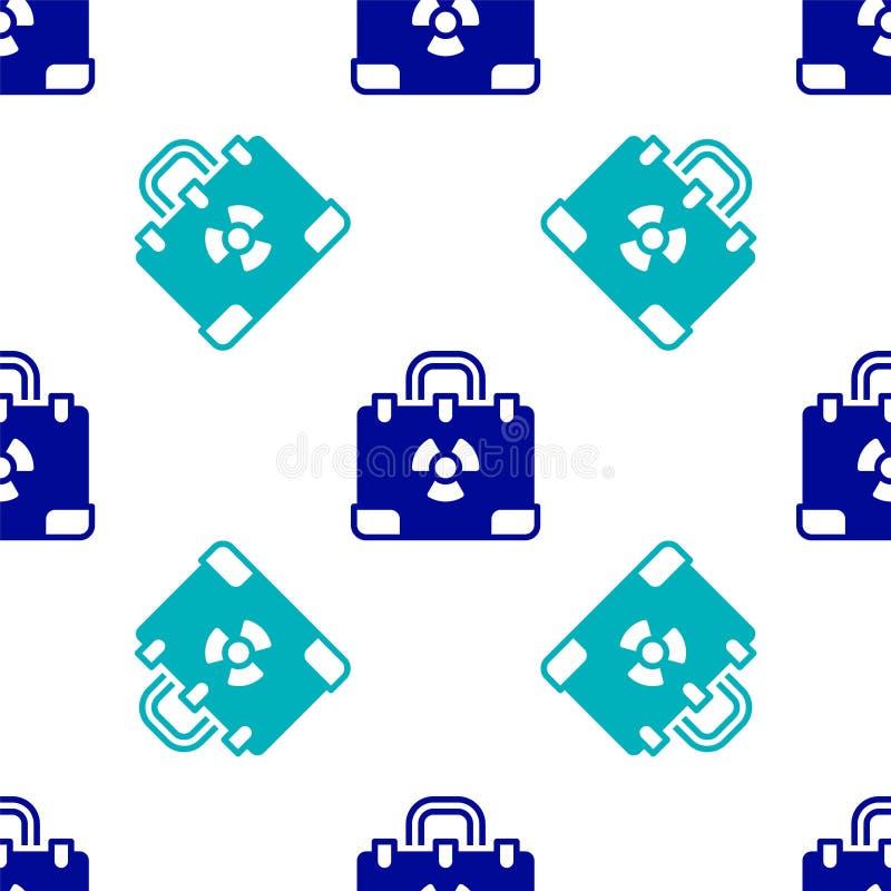 Blue Radiation Electrical Plug Icon Isolated on Blue Background ...