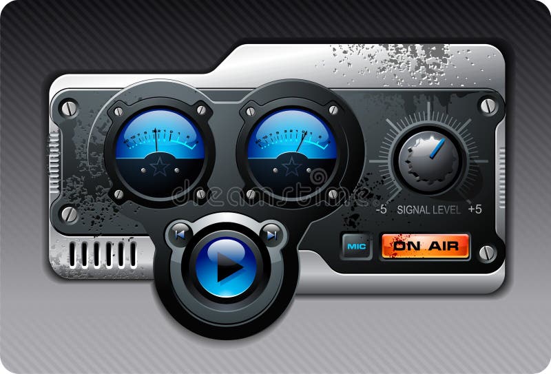 Blue Radio stock vector. Illustration of brushed, button - 6929423