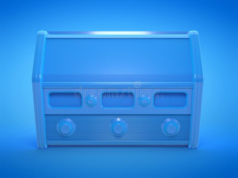 Blue Radio 3D. Retro Style. on White Background Stock Illustration ...
