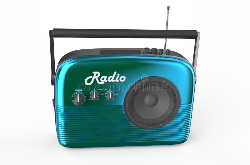 Blue Radio 3D. Retro Style. on White Background Stock Illustration ...
