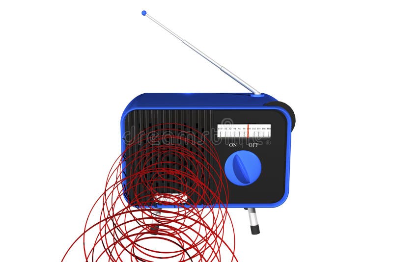 Blue radio with waves stock illustration. Illustration of electronic ...