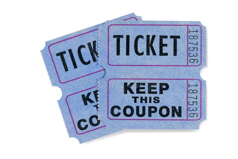 Blue Raffle Tickets with Coupon Attached, White Background Stock Photo ...