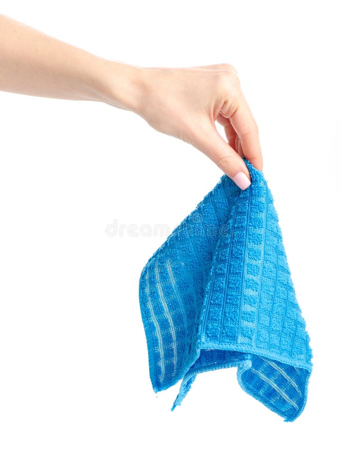 The blue rag cloth in hand stock photo. Image of cloth - 135937258