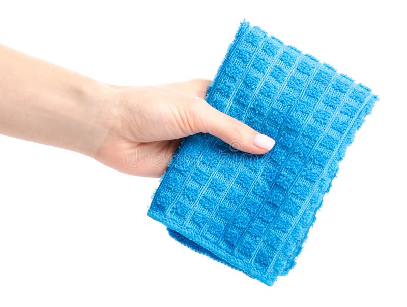 The blue rag cloth in hand stock photo. Image of clean - 135937346