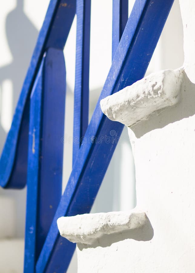 Blue Railing and White Stairs Stock Photo - Image of blue, composition ...