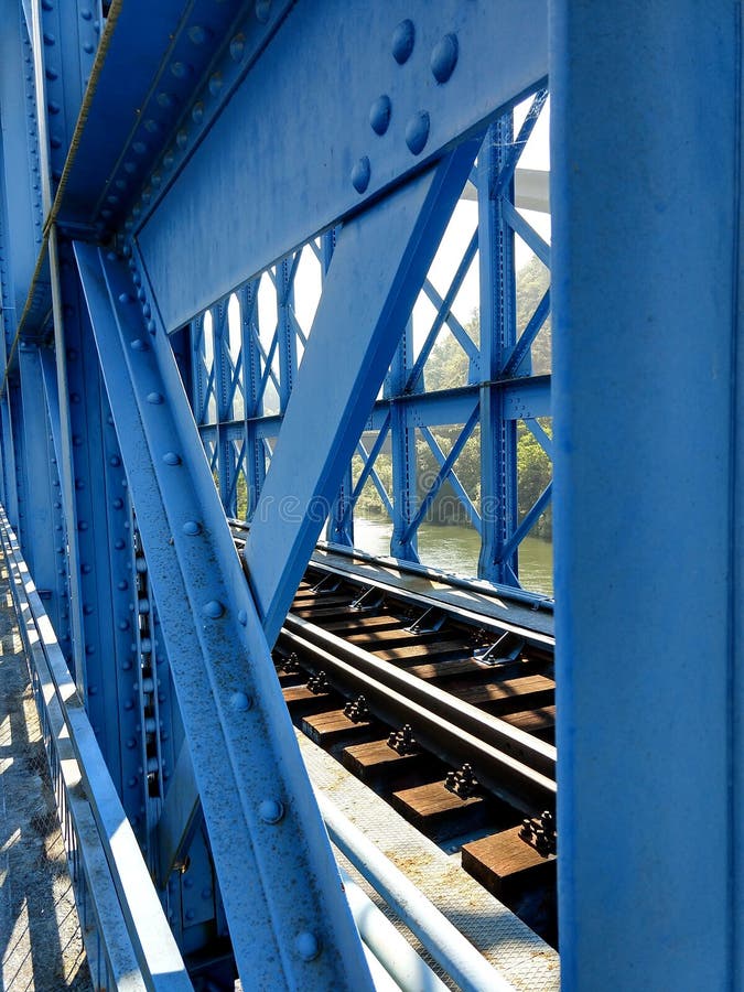 Railway Bridge Construction in Blue Colours Stock Photo - Image of ...