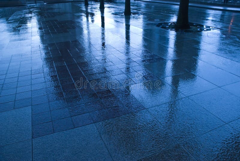 Blue Rain 2 stock photo. Image of storm, sidewalk, tree - 5414172