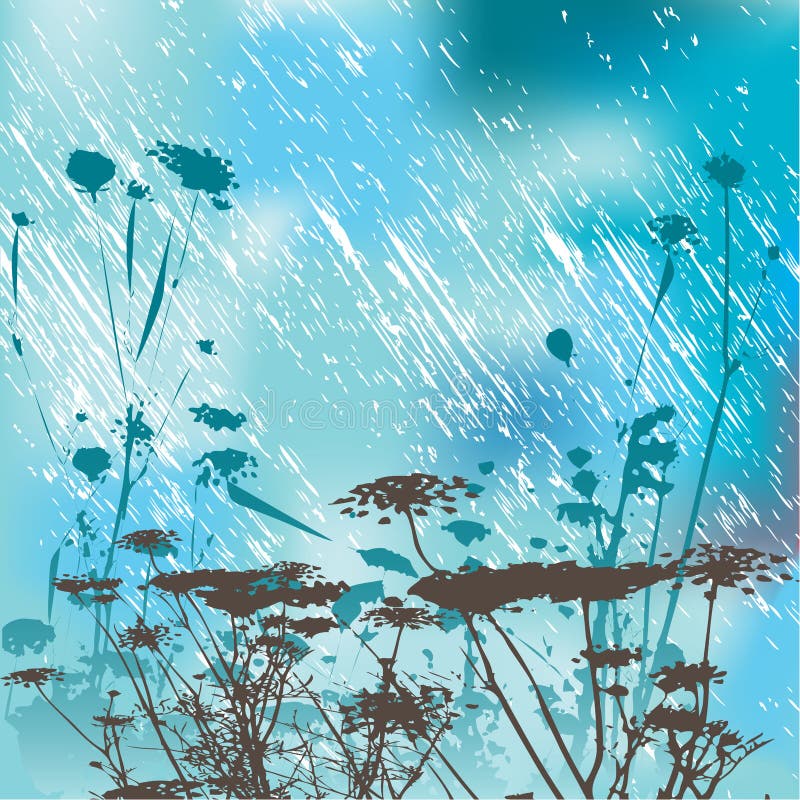 Blue Rain Background stock vector. Illustration of grass - 13104869