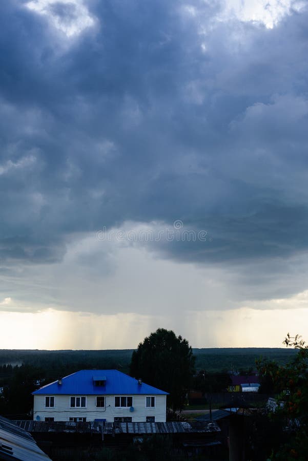 Blue rain cloud stock photo. Image of evening, rain, dark - 76133098