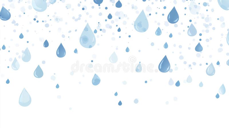Blue Raindrops on White Background with Water Droplets Symbolizing the ...
