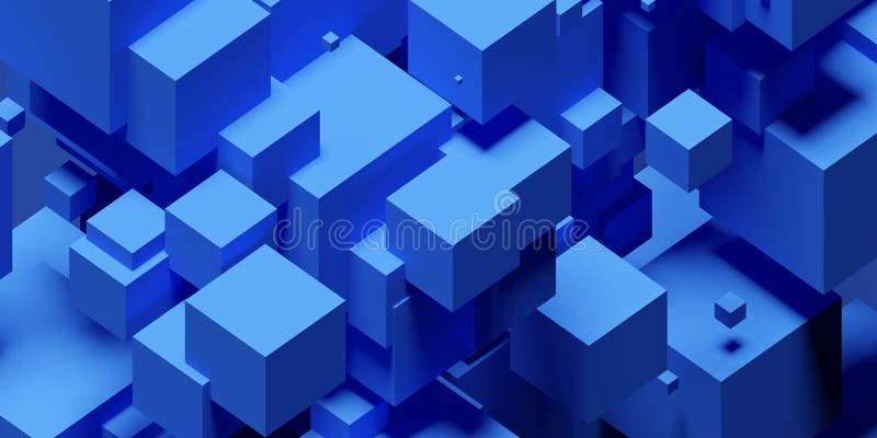 Blue Random Shifted Isometric Cube or Boxes Background Stock ...