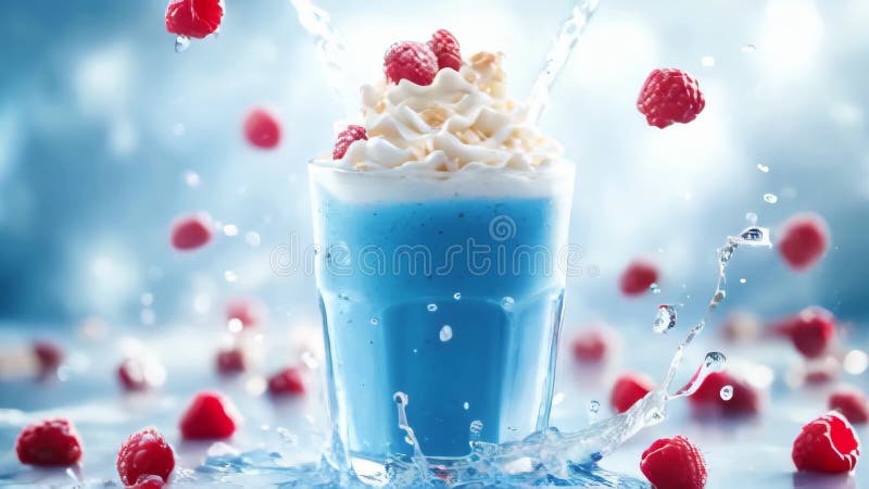 Blue Raspberry Smoothie Splash Stock Video - Video of healthy, summer ...