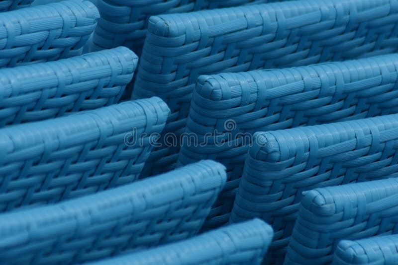 Blue Rattan Wicker Chairs Stacked Closeup Stock Image - Image of ...