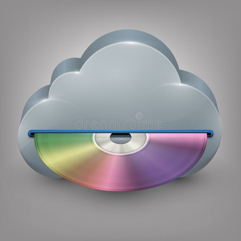 Blue-ray, DVD or CD Disc with Cloud Stock Vector - Illustration of ...