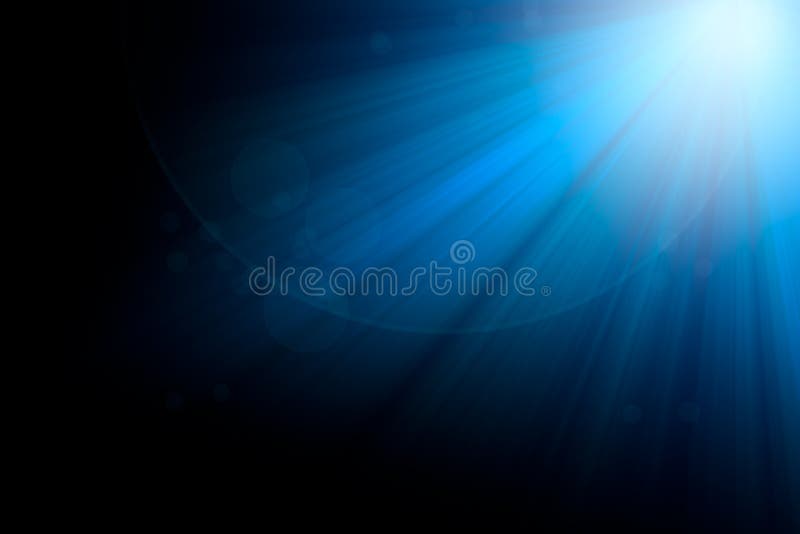 Blue Rays Light and Bokeh on Black Background for Overlay Design Stock ...