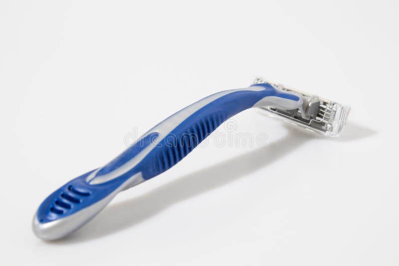 Blue Razor Blade in a White Background Composition Stock Photo - Image ...