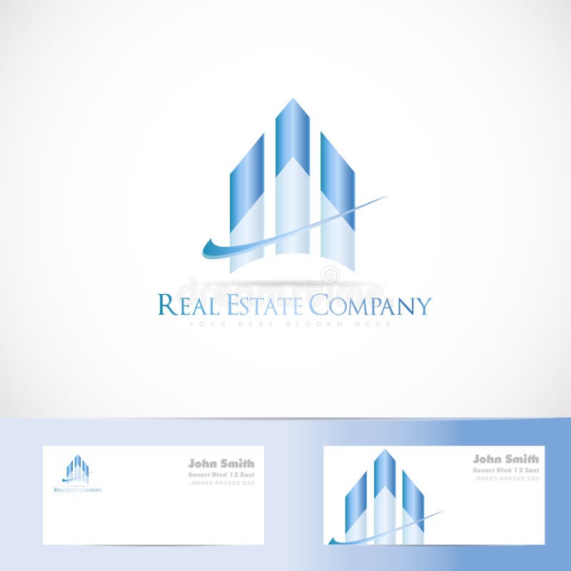 Blue Real Estate Logo House Stock Illustration - Illustration of insert ...