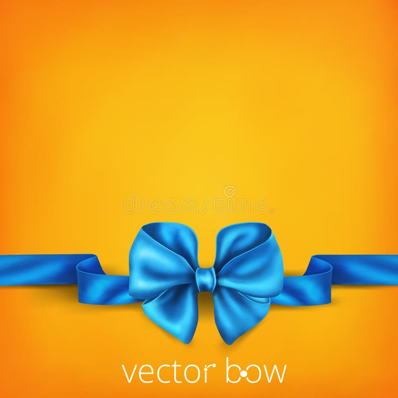 Blue Realistic Bow with Satin Ribbon Stock Illustration - Illustration ...