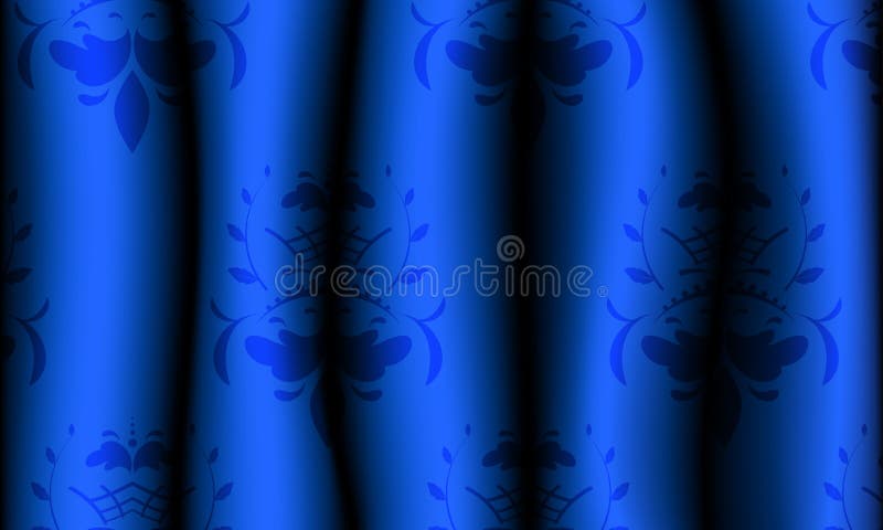 Blue Realistic Curtain with a Pattern. Vector Illustration Stock Vector ...