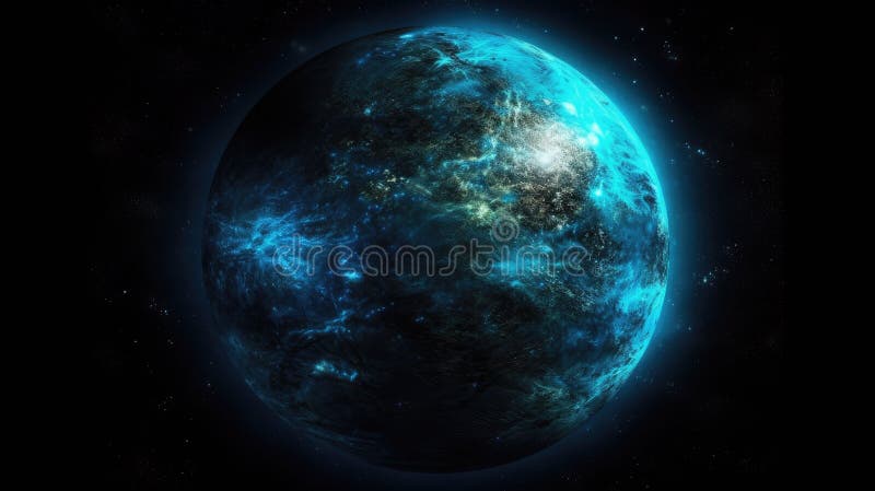 Blue Realistic Planet in Space. Universe and Planet Stock Illustration ...