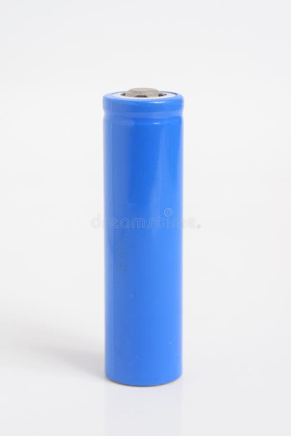 Blue 18650 Rechargeable Li-ion Battery on White Background Stock Photo ...