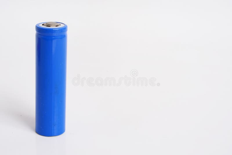 Blue 18650 Rechargeable Li-ion Battery on White Background Stock Image ...