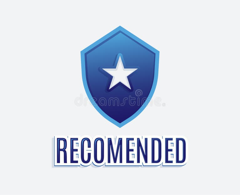 Blue Recommended Logo Badge with Text and Shield Icon Stock Vector ...