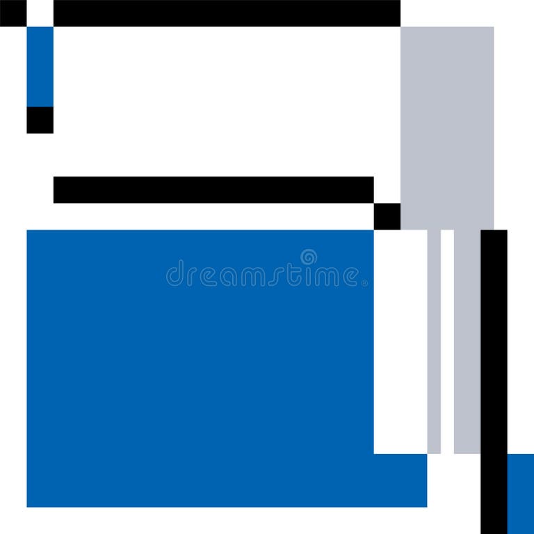 Blue Rectangle and Black Geometric Elements. Abstract Geometric ...