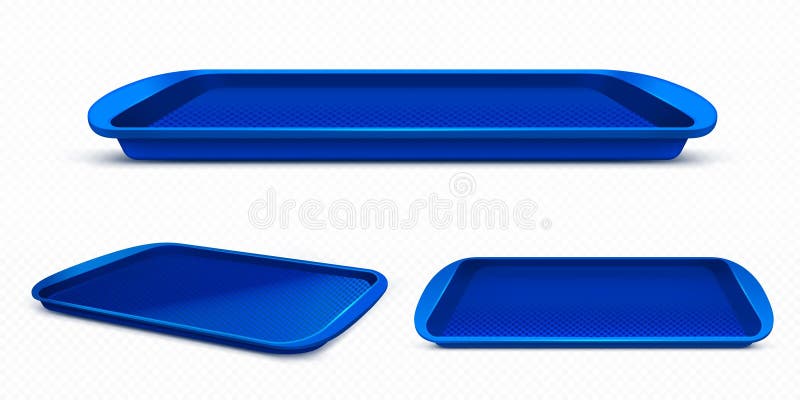 Blue Rectangle Plastic Lunch Tray Side View Mockup Stock Vector ...