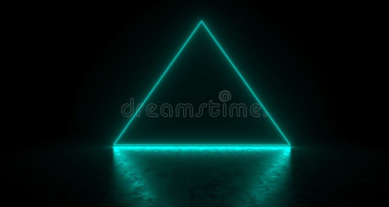 Blue Rectangle Shaped Neon Lights with Reflections on the Floor. Stock ...