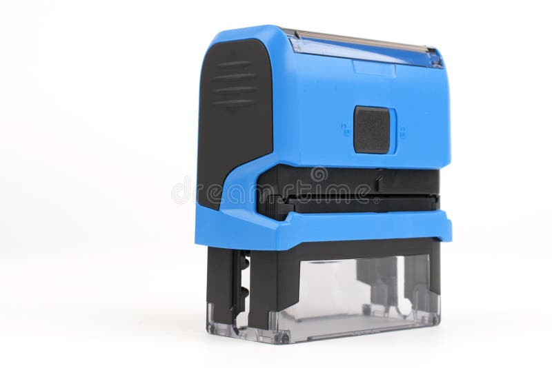 Blue Rectangular Automatic Seal Stock Image - Image of accessories ...
