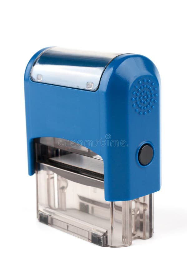 Blue Rectangular Automatic Seal Stock Image - Image of stamp, statement ...