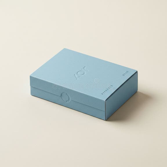 Blue Rectangular Box with Embossed Text on the Lid. Minimalist Design ...