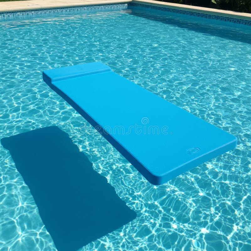Blue Rectangular Pool Float on Aqua Water Stock Illustration ...