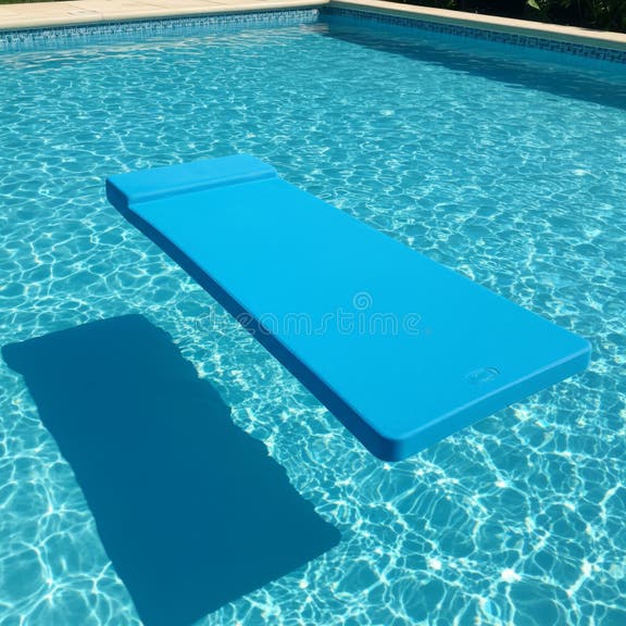 Blue Rectangular Pool Float on Aqua Water Stock Illustration ...