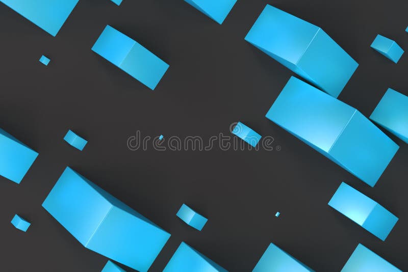 Blue Rectangular Shapes of Random Size on Black Background Stock ...