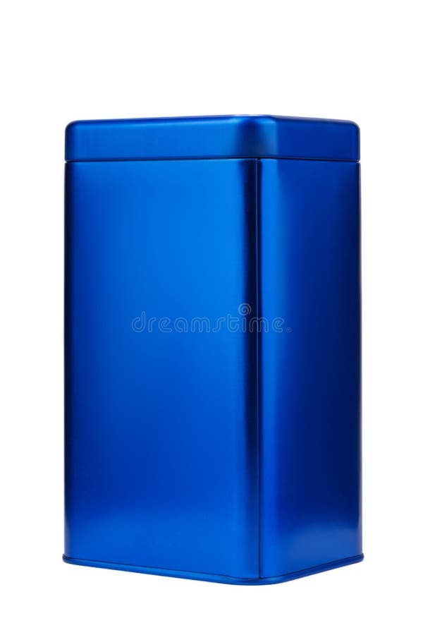 Blue Rectangular Tin Can, Isolate on a White Background Stock Photo ...