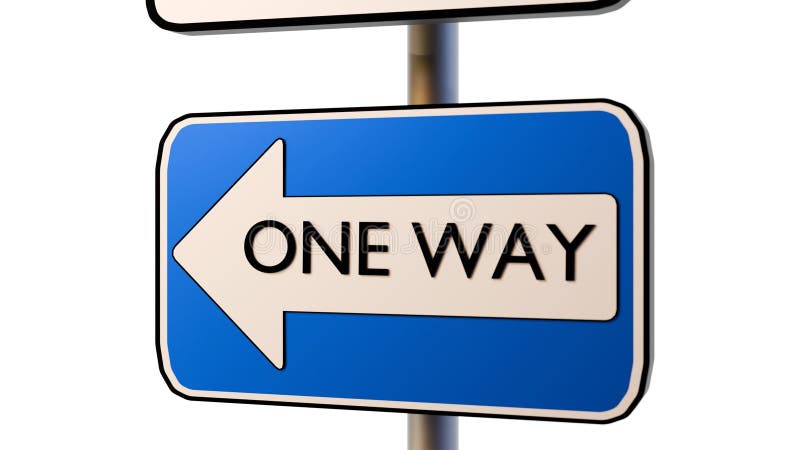A Blue Rectangular Traffic Sign with a White Arrow with Words "ONE WAY ...