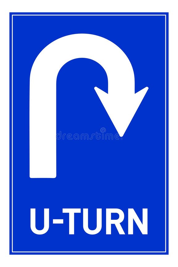 Blue Rectangular U-turn Sign Vector Illustration Stock Vector ...