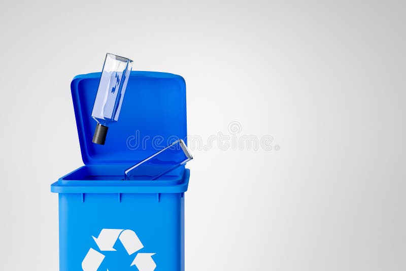 Blue Recycle Bin with Glass. Copy Space Stock Illustration ...