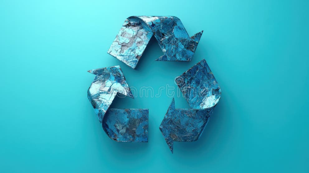 Recycled Future: Blue Recycling Symbol Stock Photo - Image of earth ...