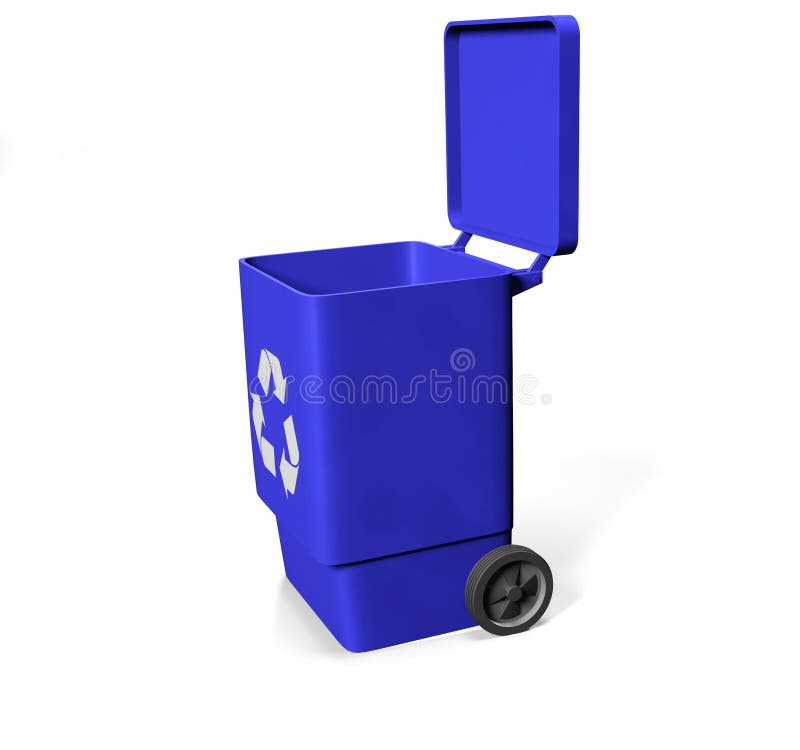 Blue recycling bin stock illustration. Illustration of global - 10493529