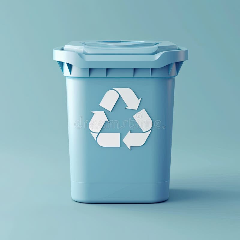 A Blue Recycling Bin that Features a Recycling Symbol Clearly Depicted ...