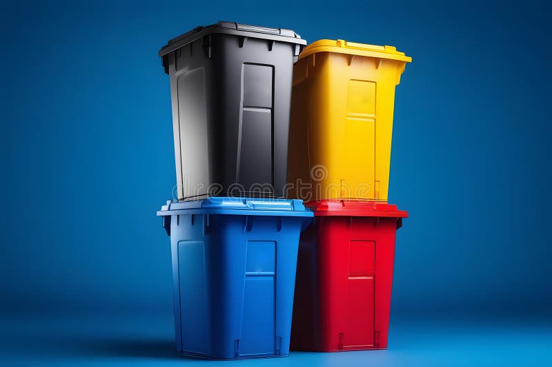 Blue Recycling Bin. Generative AI Stock Illustration - Illustration of ...