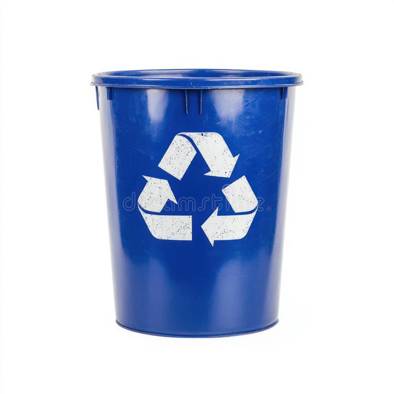 Blue Recycling Bin with Logo for Ecofriendly Waste Disposal Isolated on ...