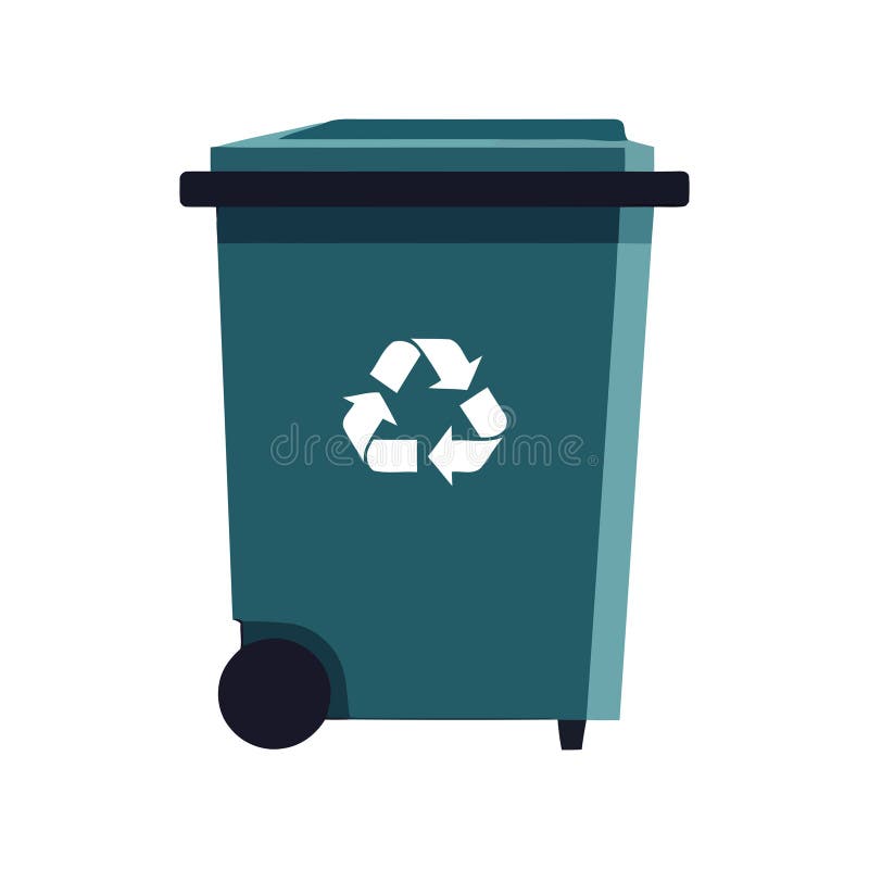 Blue recycling bin stock vector. Illustration of dump - 289413769