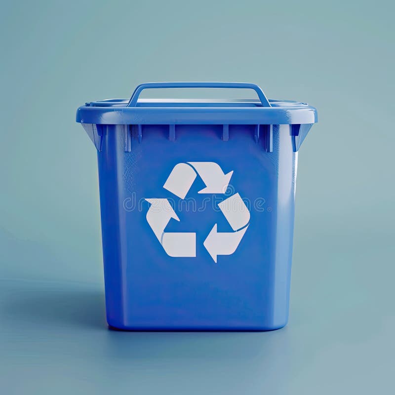 A Blue Recycling Bin with a White Recycling Symbol is Present Stock ...