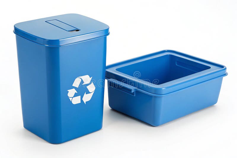 Blue Recycling Bins for Eco-Friendly Waste Stock Illustration ...