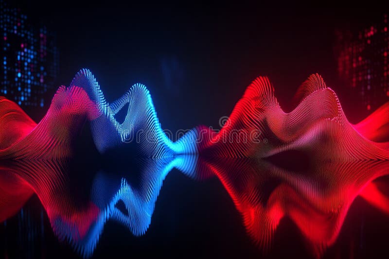 Blue and Red Abstract Background with Sound Wave Illustration. Abstract ...